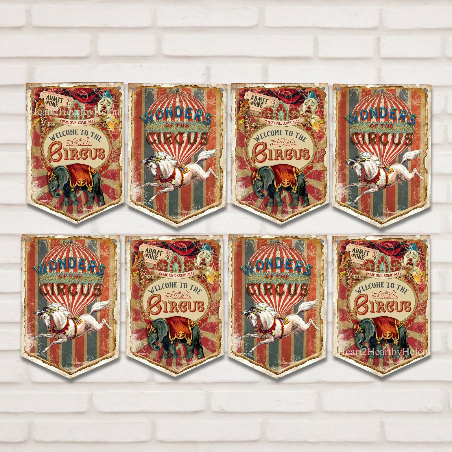 Vintage Style Circus Bunting, Circus Banner - Etsy