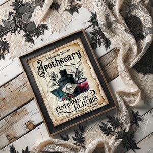 Halloween Apothecary Sign, Vintage Halloween, Potions & Elixirs Print ...