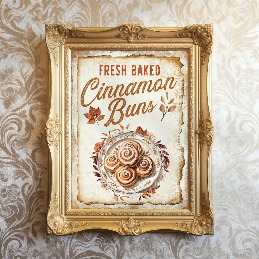 Autumn Cinnamon Bun Print, Autumn Wall Art, Fall Decoration, Cinnamon ...