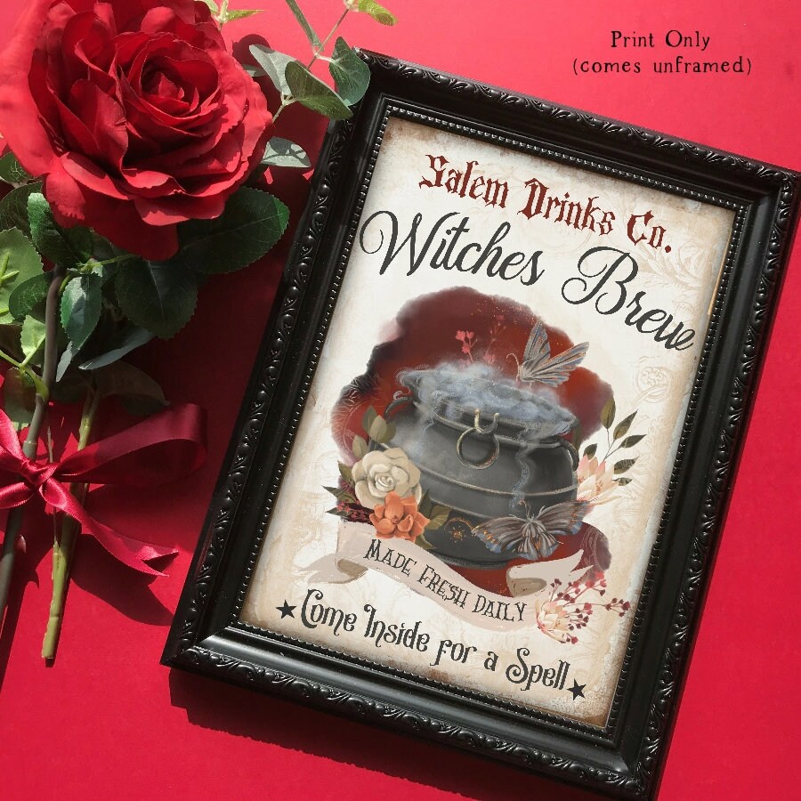 Witches Brew Sign Witch Sign Halloween Sign Retro - Etsy UK