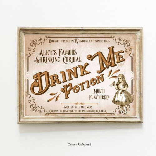 Alice in Wonderland Drink Me Sign Onederland Tea Party Sign - Etsy UK