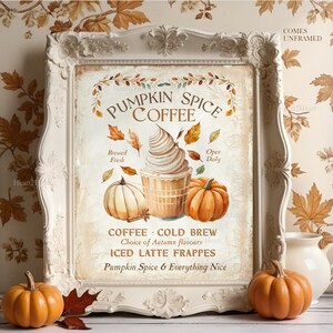 Pumpkin Spice Coffee Print, Autumn Wall Art, Autumnal Decor, Pumpkin ...