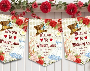 Alice in Wonderland Party Banner We Are All Mad Here, Alice in ...