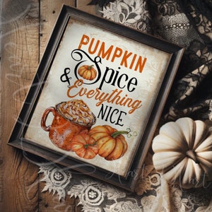 Set of 3 Pumpkin Spice Signs Autumn Prints Fall Decor Pumpkin Print ...