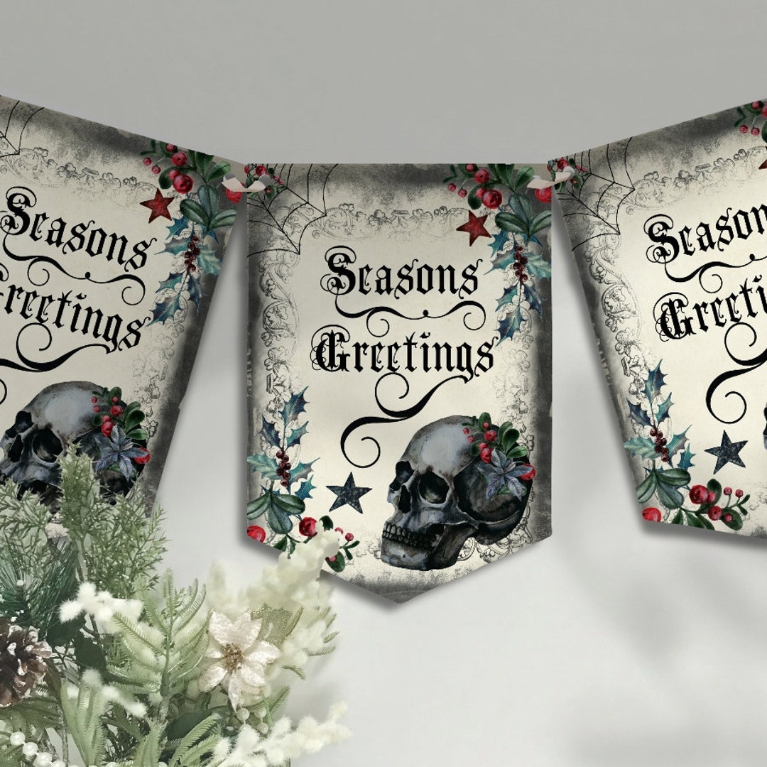 Skull Christmas Bunting Goth Banner Garland Gothic Party - Etsy UK