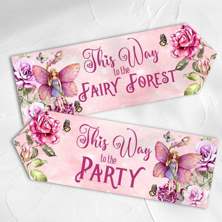 Floral Fairy Party Signs Fairy Arrow Signs Enchanted Fairy - Etsy UK