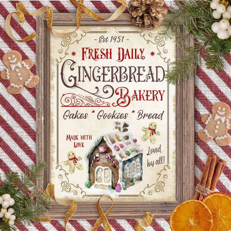 Gingerbread Bakery Sign Wall Decor Gingerbread Sign Holiday | Etsy