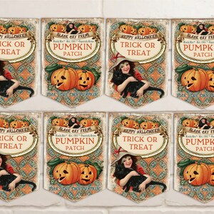 Vintage Halloween Bunting, Witch Banner, Retro Pumpkin Bunting ...