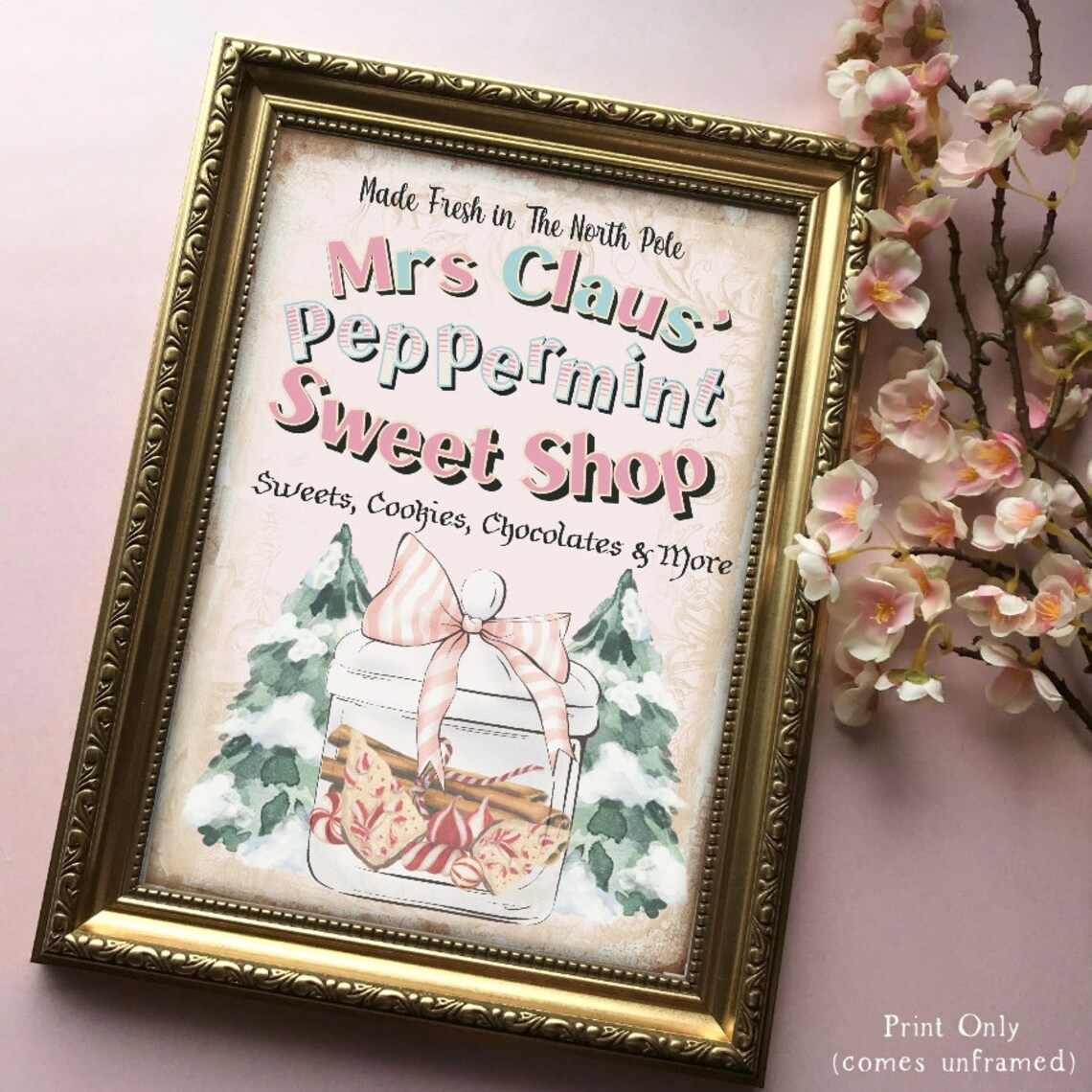 Pink Christmas Sweet Shop Sign Christmas Candy Canes Sign - Etsy UK