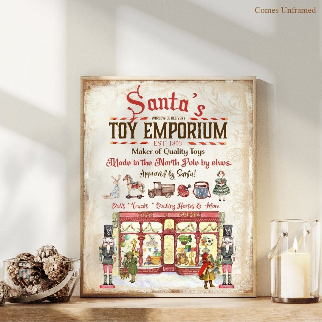Vintage Christmas Sign Santa's Toy Shop Sign Decoration - Etsy