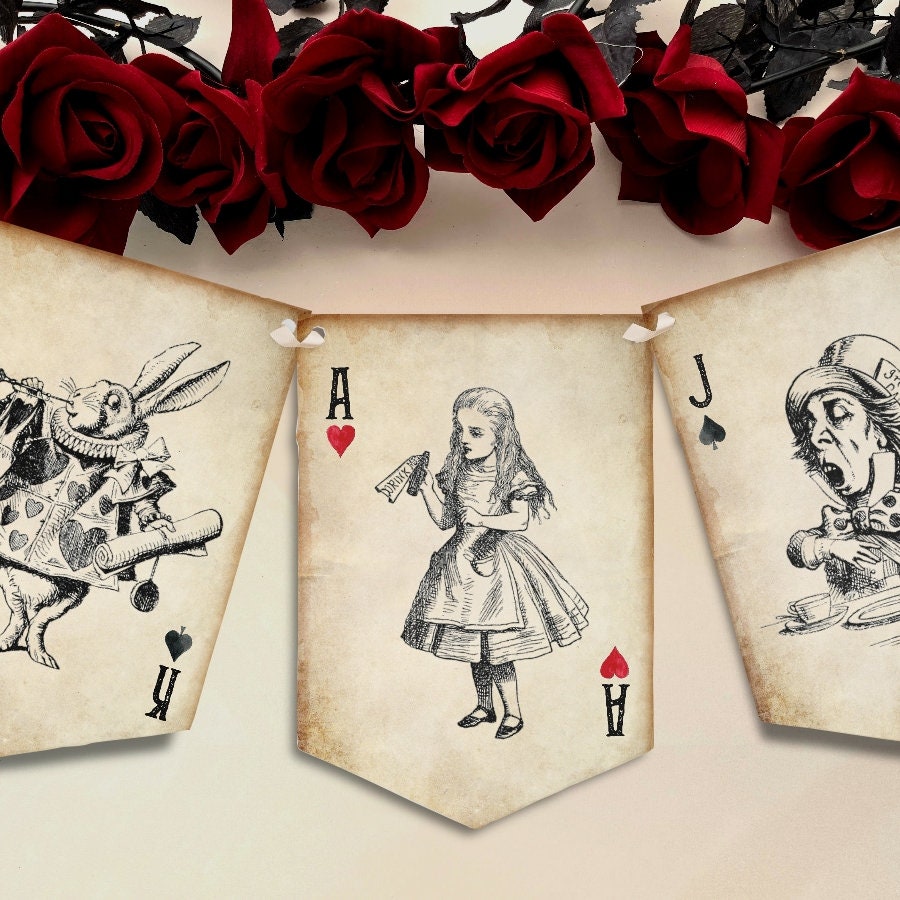 Alice in Wonderland Playing Card Bunting Wonderland Banner - Etsy UK