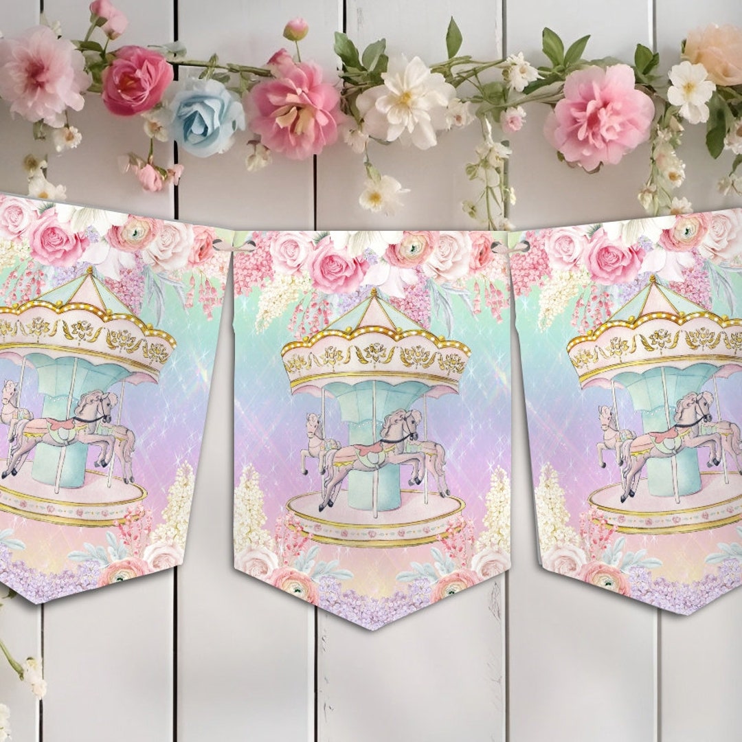 Carousel Bunting, Merry-go-round, Circus, Baby Shower, Nursery, 1st ...
