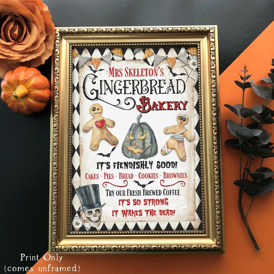 Halloween Bakery Sign Gingerbread Sign Retro Halloween - Etsy UK