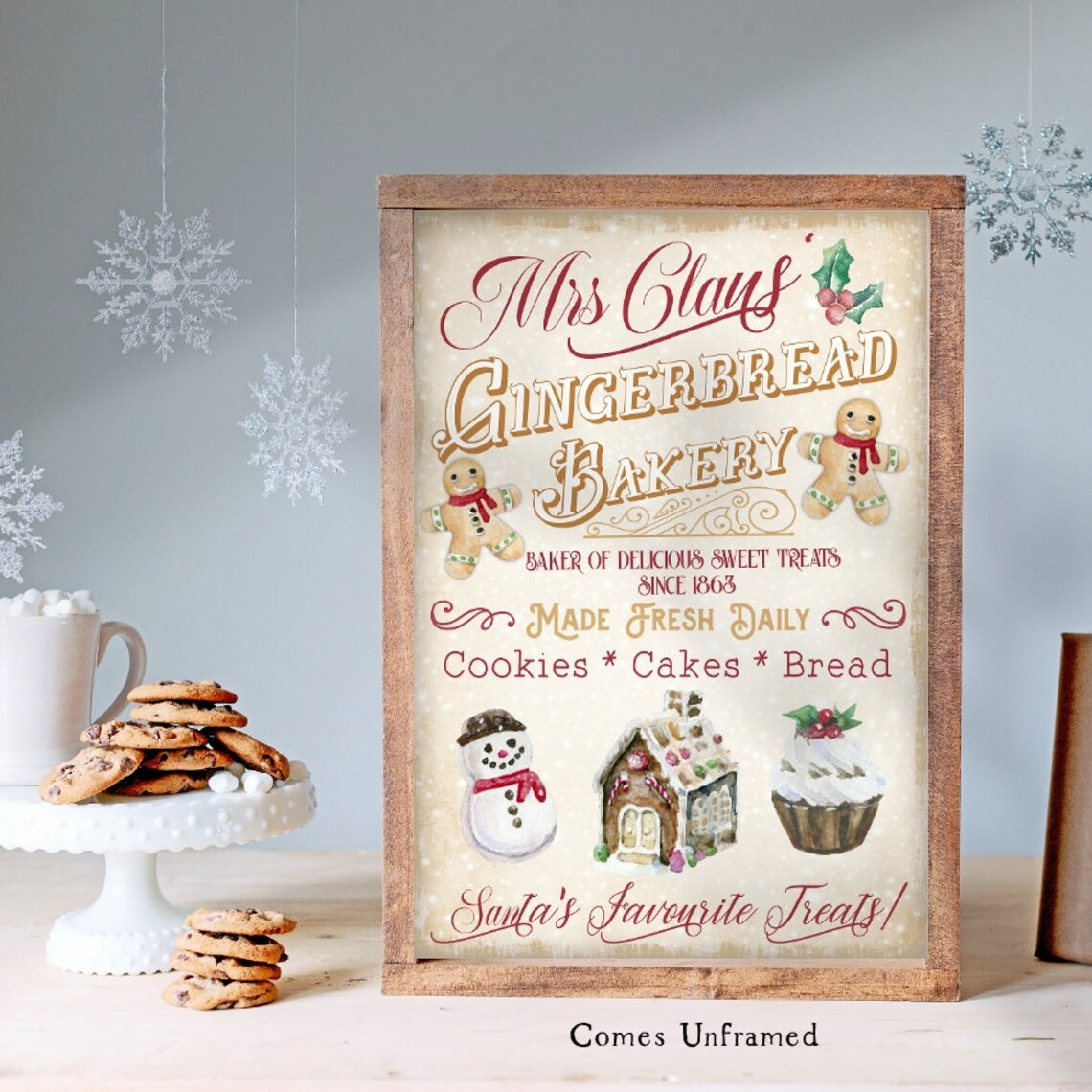 Mrs Claus' Bakery Sign Wall Decor Gingerbread Cookies - Etsy