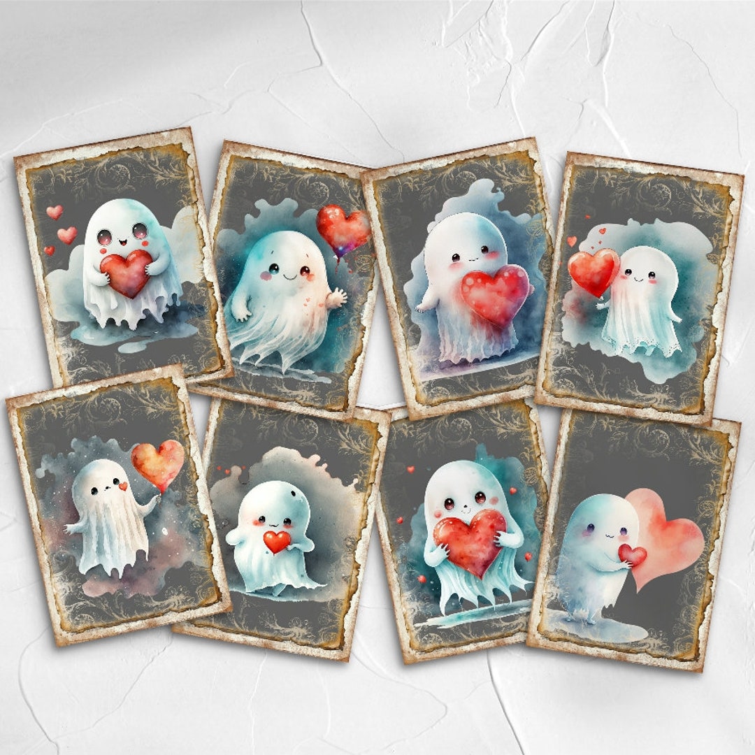 Gothic Valentine Ghosts Cards Spooky Love Valloween - Etsy