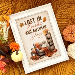 Autumn Reading Print Fall Wall Art Wall Decor Cosy Print - Etsy