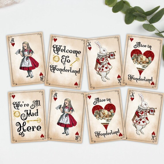 Alice in Wonderland Playing Card Style Gift Tags Toppers | Etsy