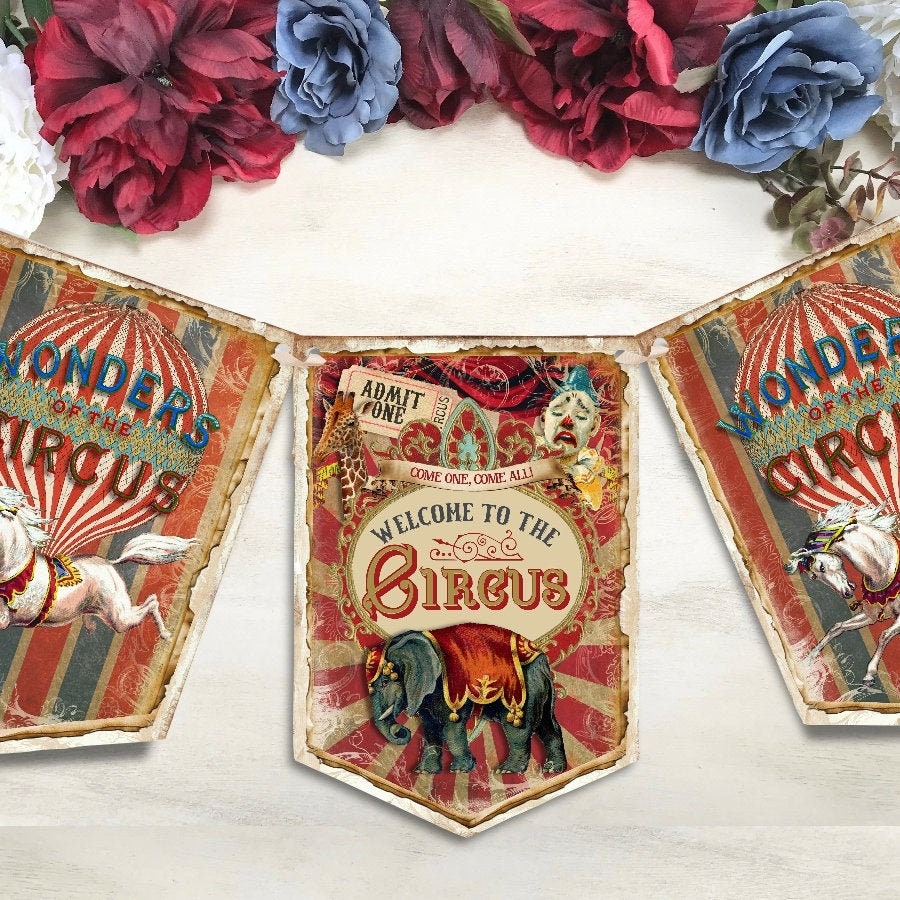 Vintage Style Circus Bunting Circus Banner | Etsy