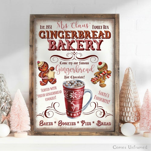 Mrs Claus' Bakery Sign Wall Decor Gingerbread Cookies - Etsy