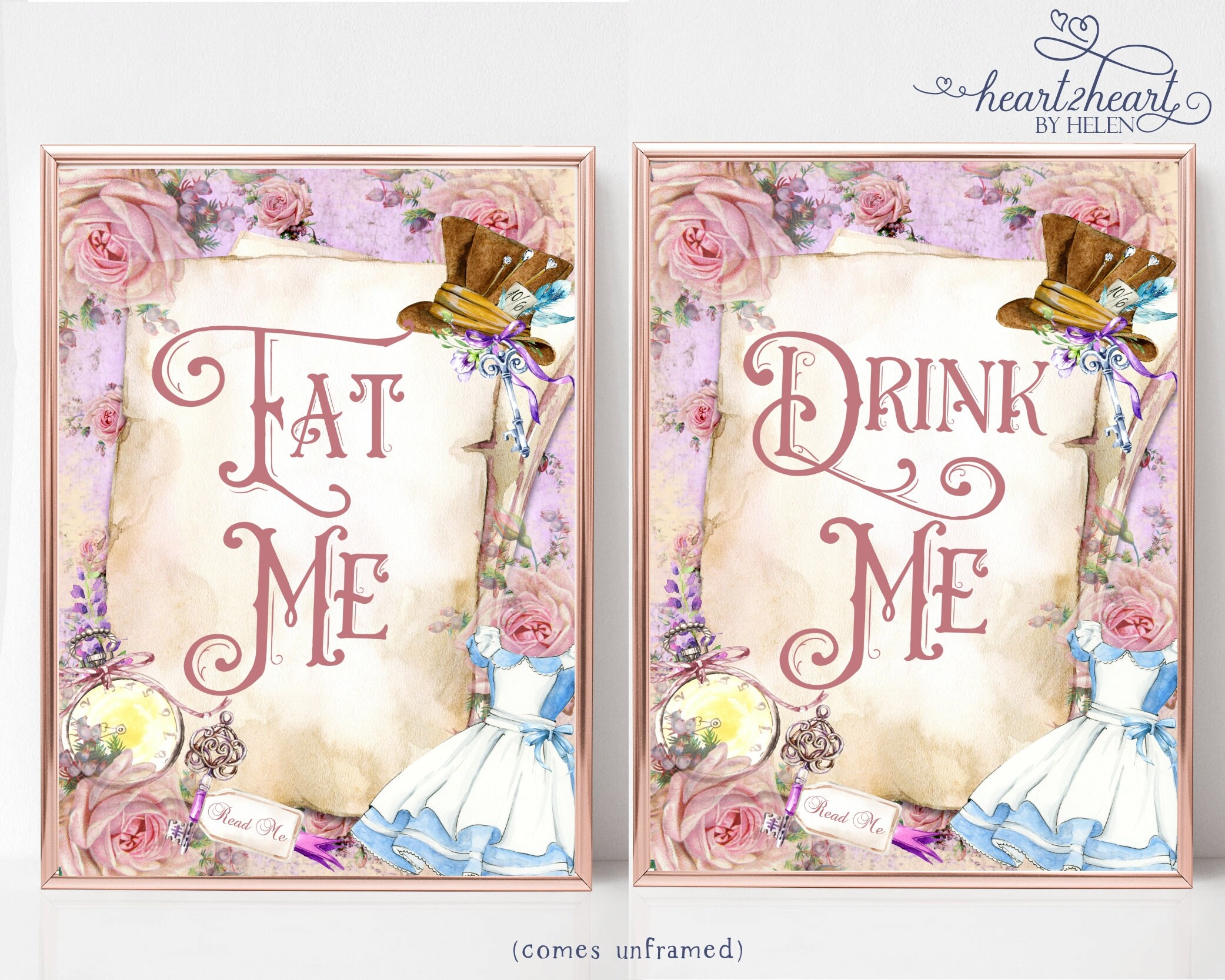 Alice in Wonderland Drink Me Sign Eat Me Sign Tea Party - Etsy UK