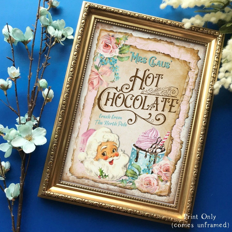 Pink Mrs Claus' Hot Chocolate Sign Christmas Cocoa Wall | Etsy UK