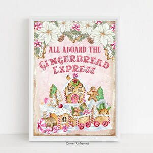 Pink Gingerbread Express Train Sign, Wall Decor, Gingerbread Cookies ...