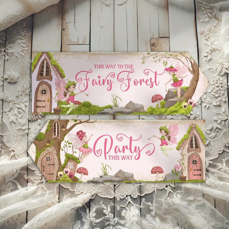 Flower Fairy Party Signs, Fairy Arrow Signs, Enchanted Fairy Party ...