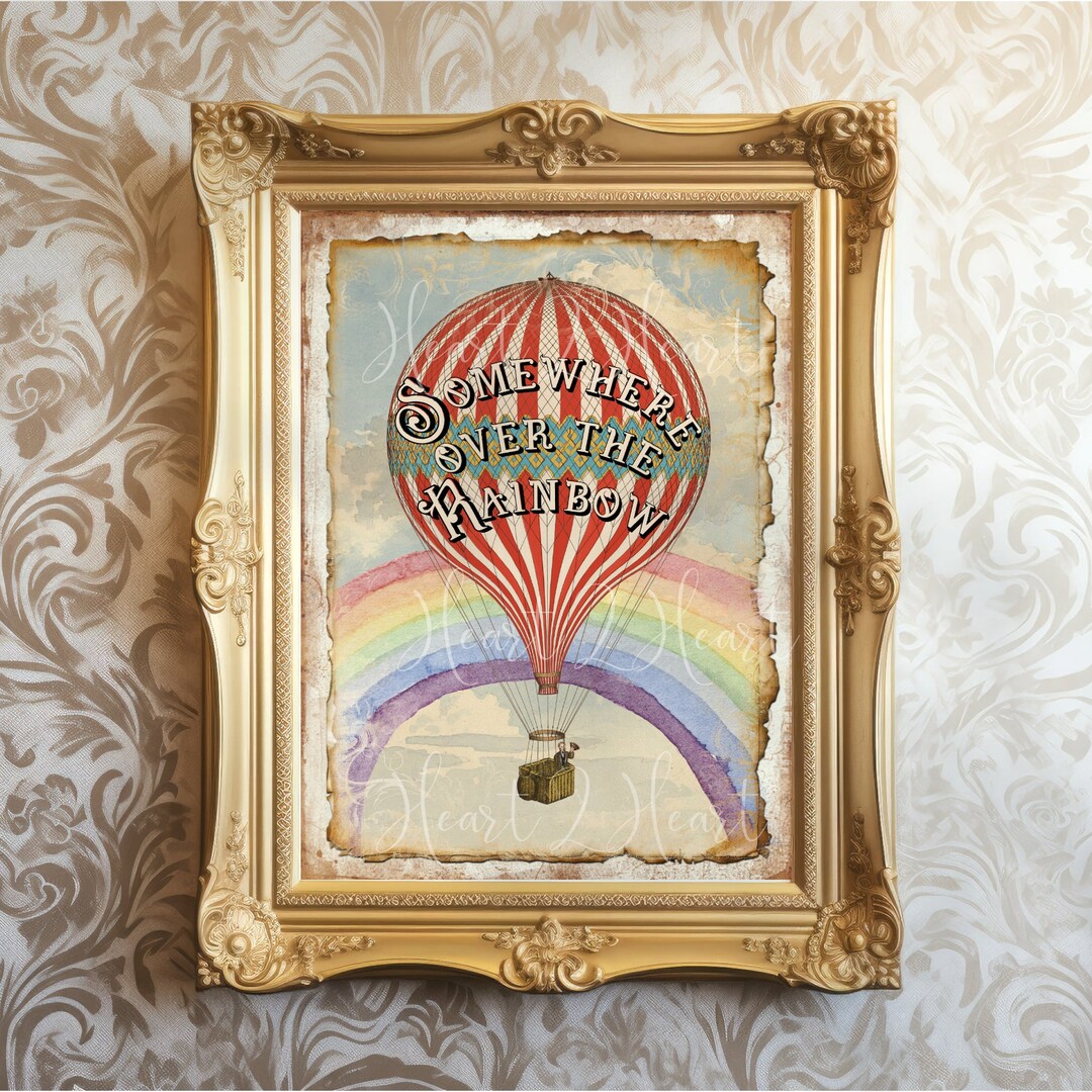 Wizard of Oz Print, Somewhere Over the Rainbow, Oz Wall Art, Hot Air ...
