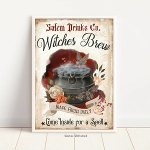 Witches Brew Sign, Witch Sign, Halloween Sign, Retro Halloween, Witches ...