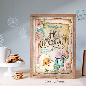 Pink Mrs Claus' Hot Chocolate Sign, Christmas Cocoa, Wall Decor ...