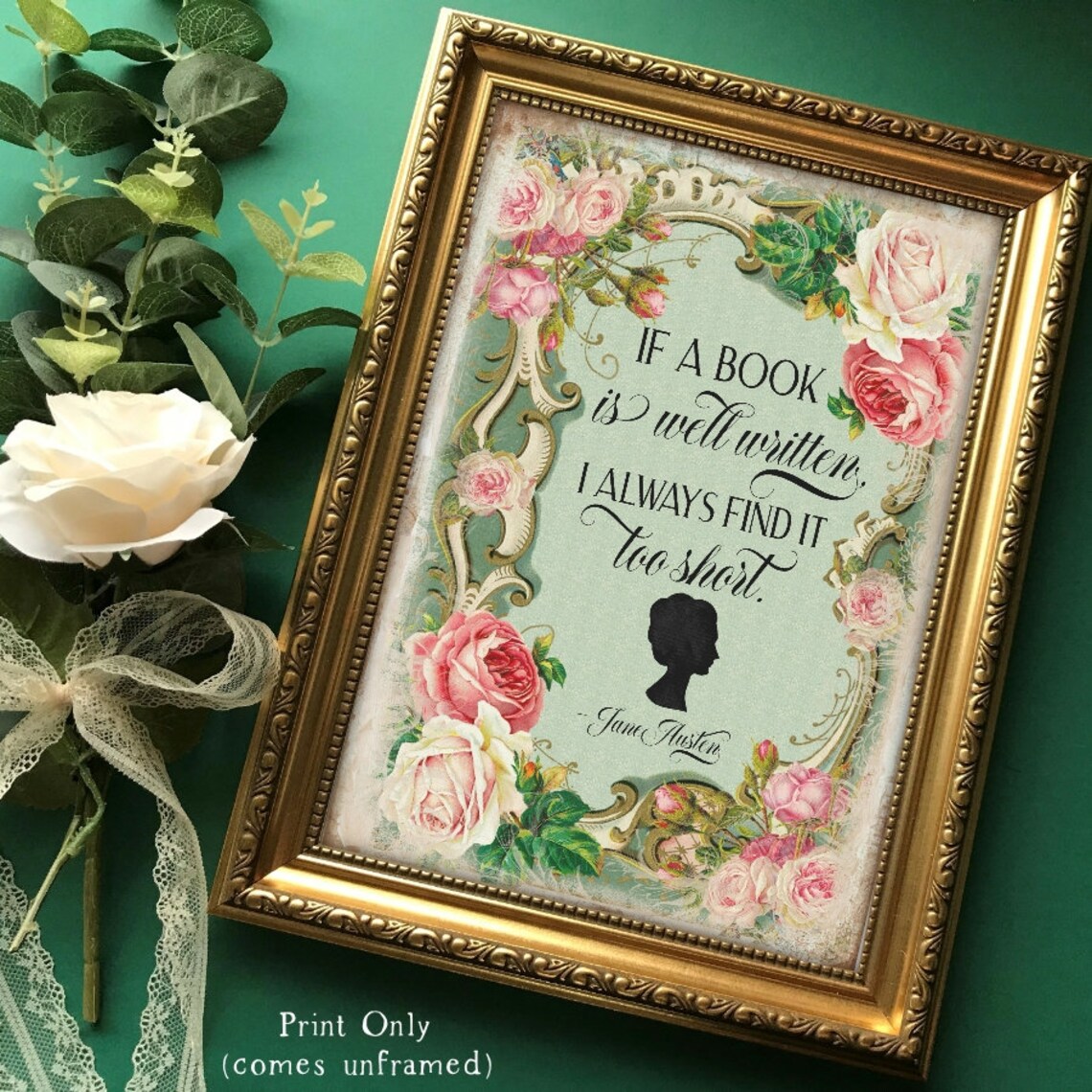 Jane Austen Print Book Quote Reading Wall Art Reading - Etsy UK