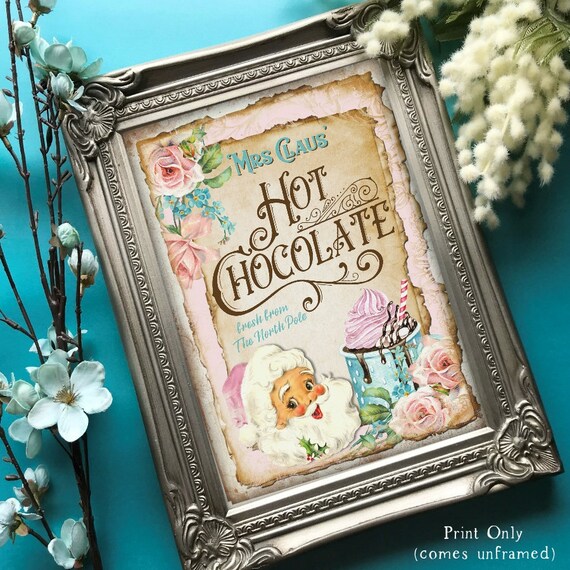 Pink Mrs Claus' Hot Chocolate Sign Christmas Cocoa Wall | Etsy UK