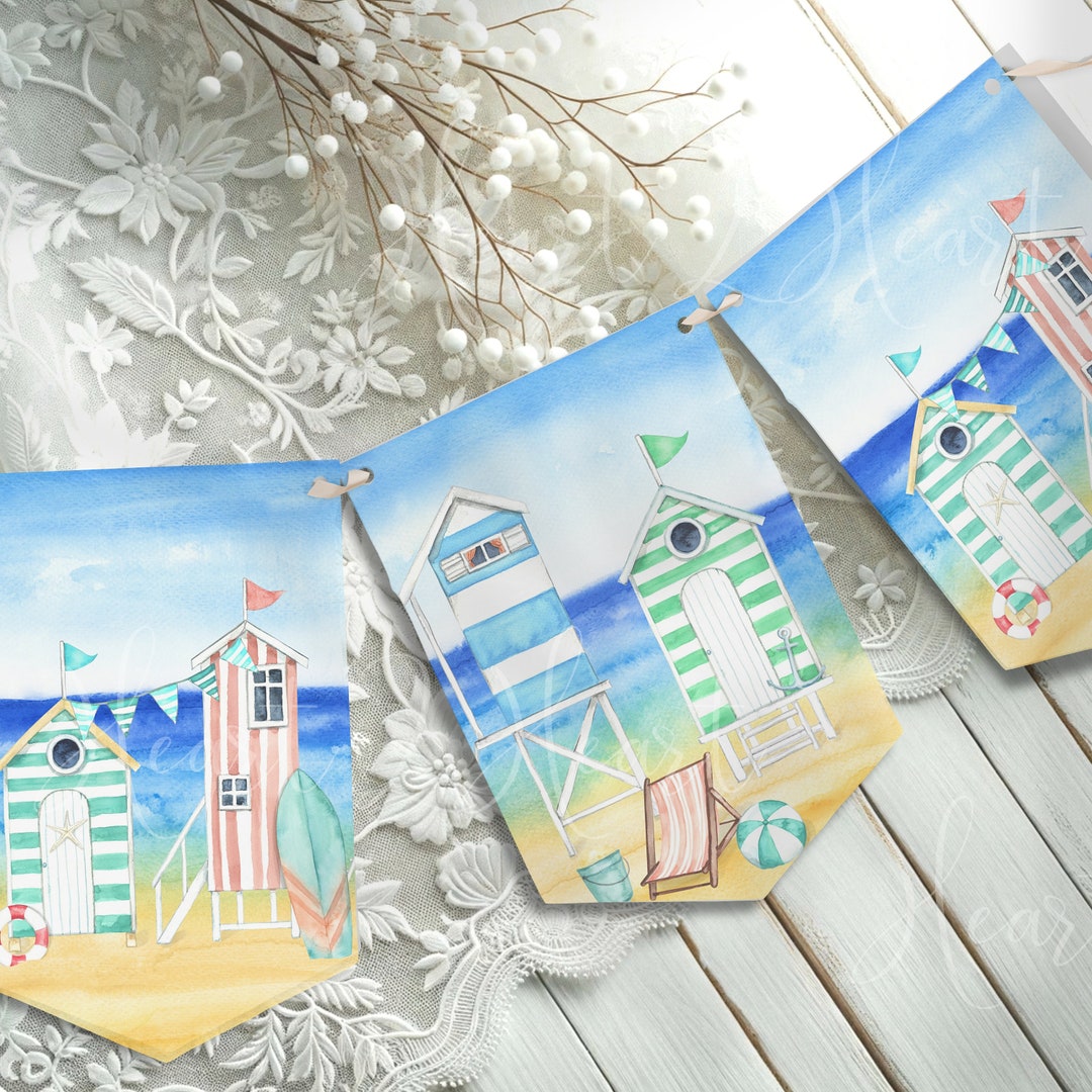 Beach Bunting Nautical Bunting Beach Hut Banner Beach Bunting Party ...