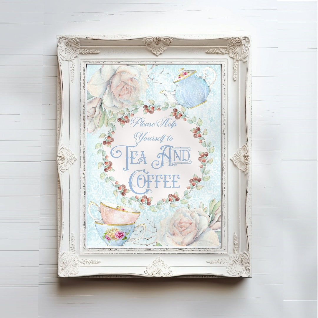 Tea & Coffee Sign Tea Party Sign Birthday Decorations Teacups Coffee ...