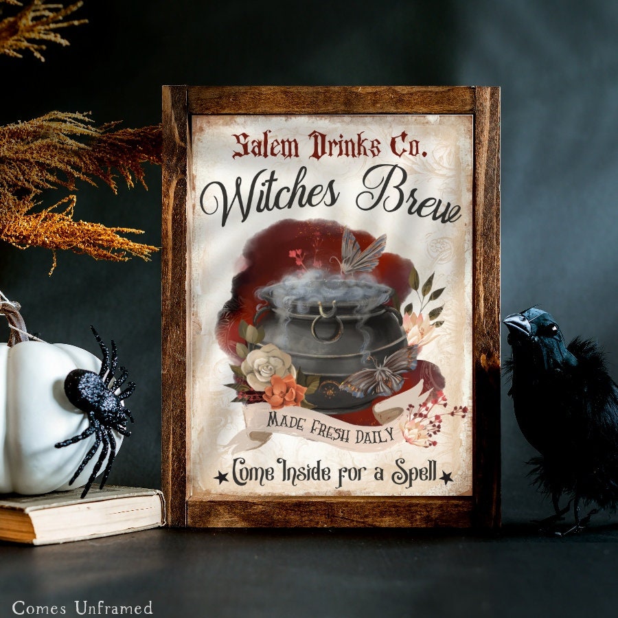 Witches Brew Sign Witch Sign Halloween Sign Retro - Etsy UK