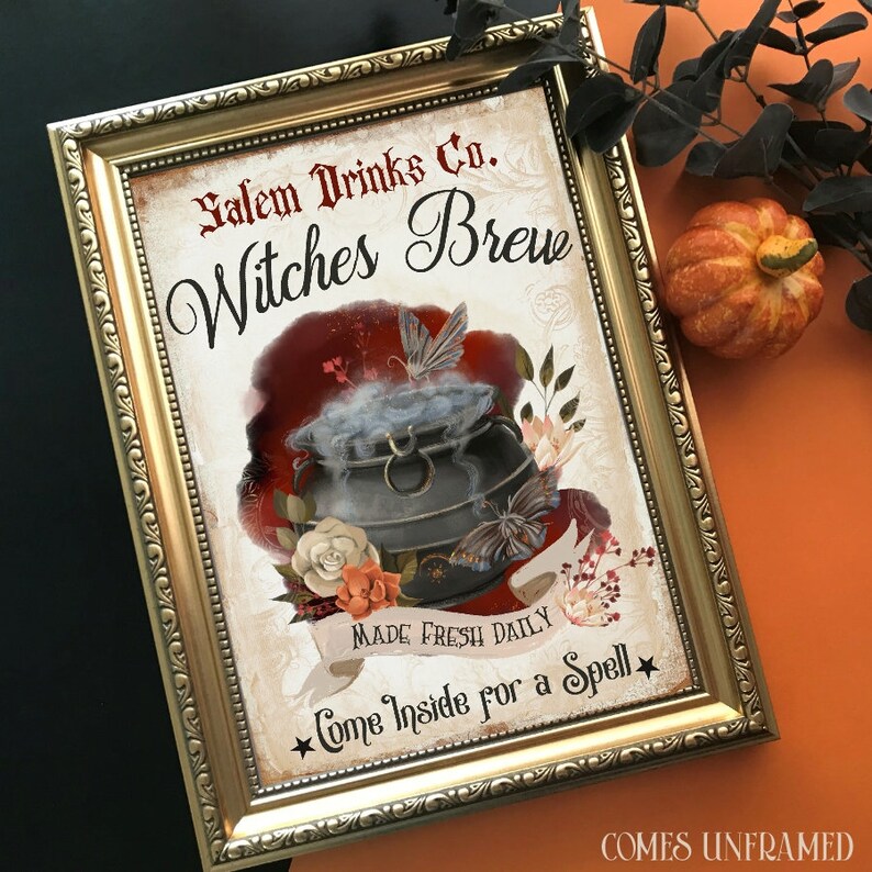Witches Brew Sign Witch Sign Halloween Sign Retro - Etsy UK