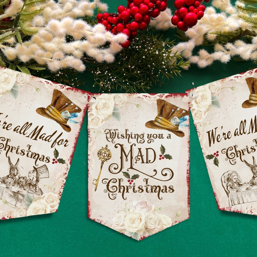 Vintage Alice in Wonderland Christmas Bunting Decoration - Etsy