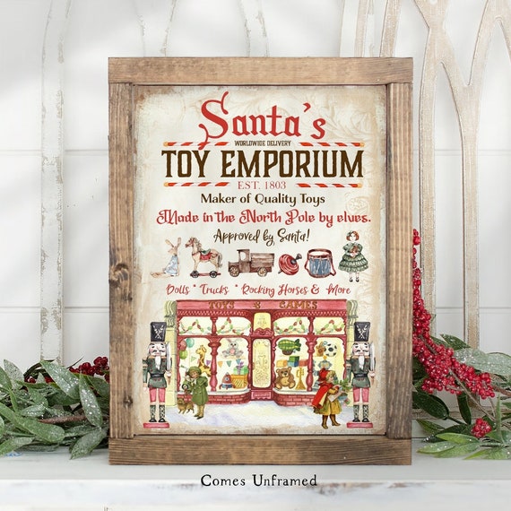 Vintage Christmas Sign Santa's Toy Shop Sign Decoration - Etsy