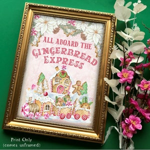 Pink Gingerbread Express Train Sign, Wall Decor, Gingerbread Cookies ...