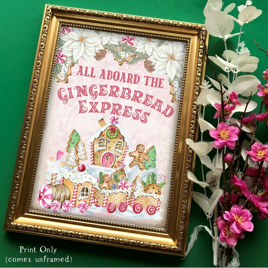 Pink Gingerbread Express Train Sign Wall Decor Gingerbread - Etsy