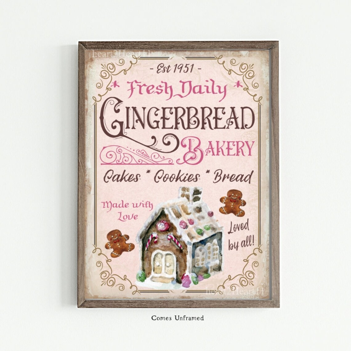 Pink Gingerbread Bakery Sign Wall Decor Gingerbread Sign - Etsy UK