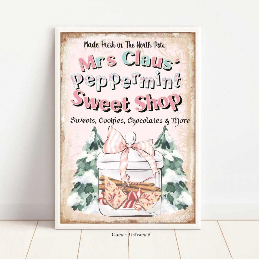 Pink Christmas Sweet Shop Sign Christmas Candy Canes Sign - Etsy UK