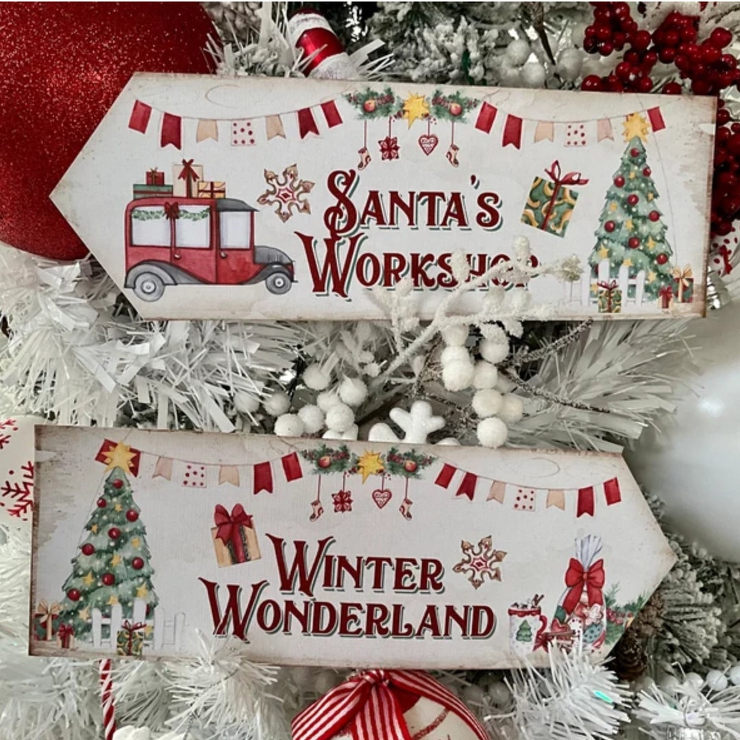 Retro Christmas Arrow Signs, Christmas Arrow Decoration, Tree Decor ...