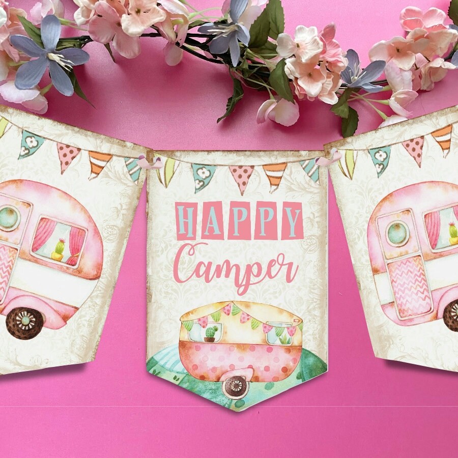 Shabby Chic Caravan Bunting Campervan Banner Party | Etsy UK