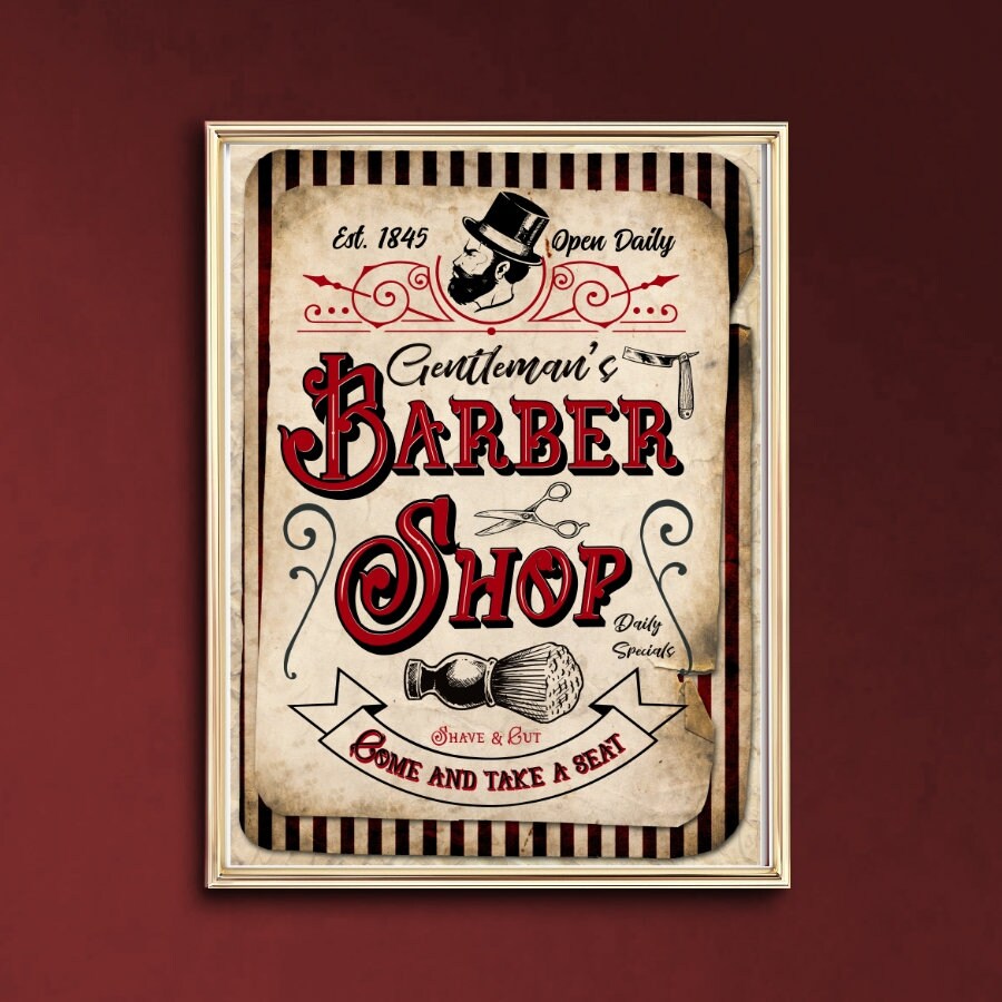 Barber Shop Sign Vintage Style Barber Shop Sign Barbers - Etsy UK