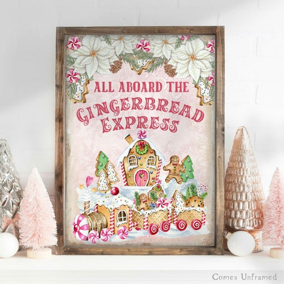 Pink Gingerbread Express Train Sign Wall Decor Gingerbread - Etsy