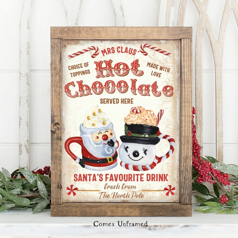 BUNDLE Mrs Claus Christmas Signs Hot Chocolate Gingerbread - Etsy