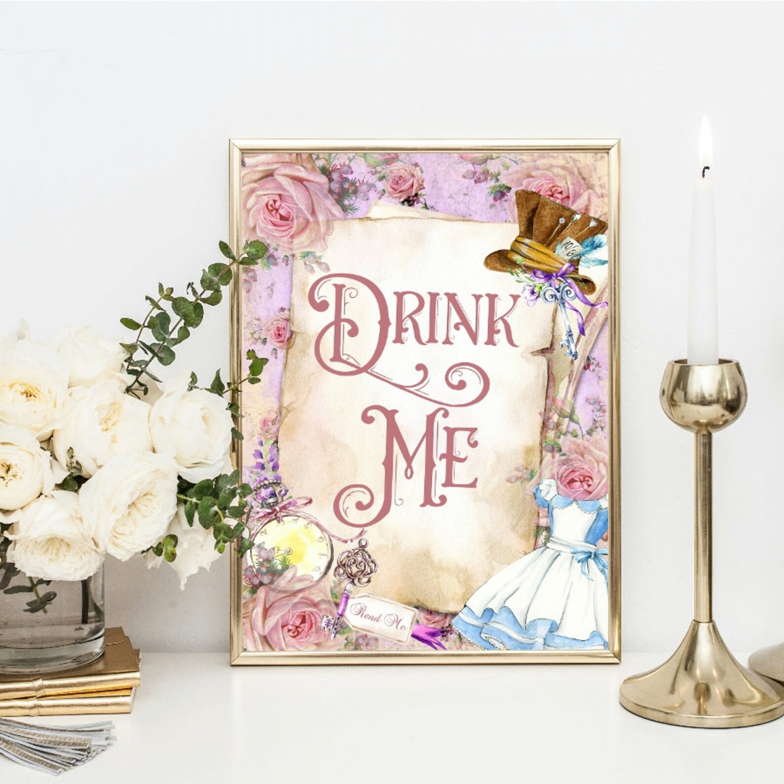 Alice in Wonderland Sign Drink Me Sign Tea Party Party - Etsy