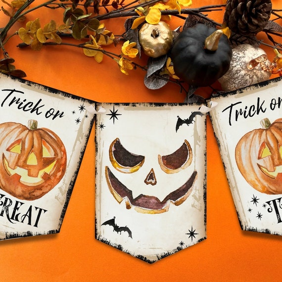 Party Décor Paper & Party Supplies Vintage Halloween Bunting Handmade ...