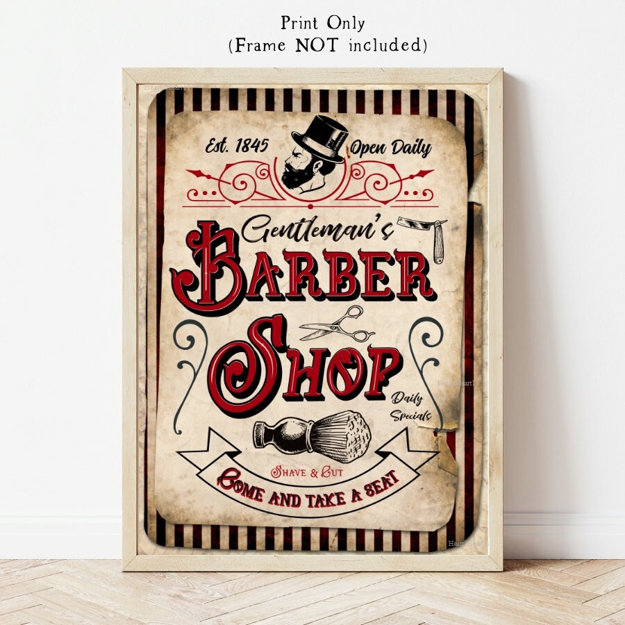 Barber Shop Sign Vintage style Barber Shop Sign Barbers | Etsy